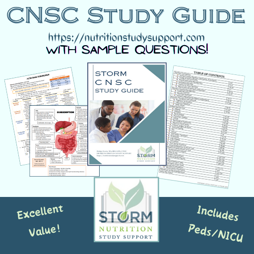 Storm CNSC Study Guide - Core "Cliff Notes" - Storm Nutrition Study Support